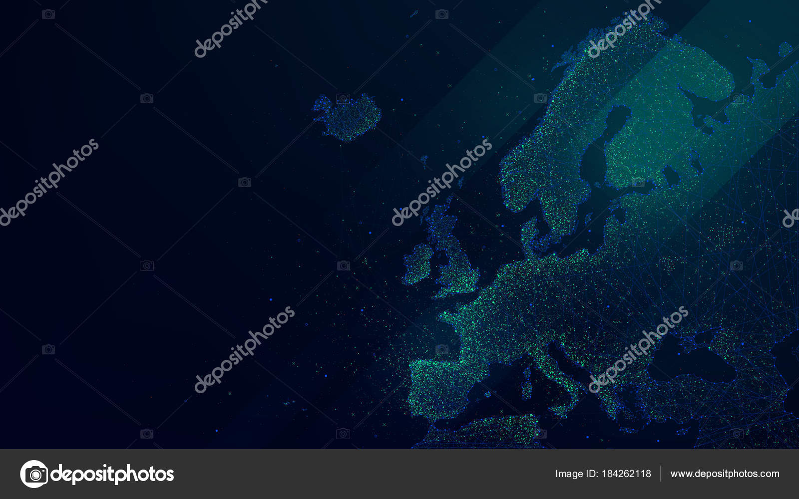 Polygonal Map Europe Luminous Particles Technology Futuristic Vector ...