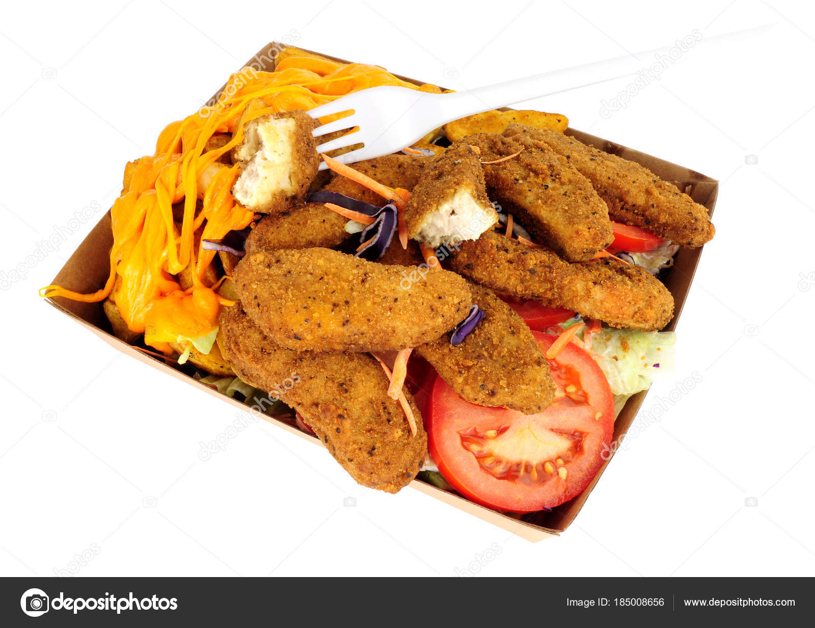 Southern Fried Chicken Fillets Cheesy Potato Wedges Cardboard Take Away ...