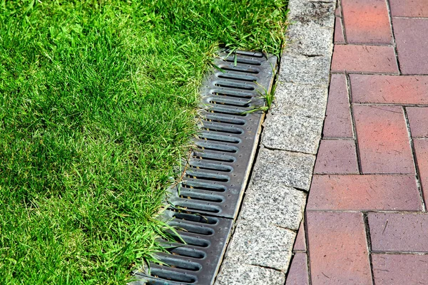 Iron Grate Drainage System Storm Water Drainage Pedestrian Sidewalk ...
