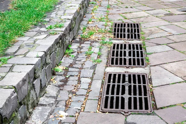 Street Gutter Stormwater Drainage System Side Asphalt Road Markings ...