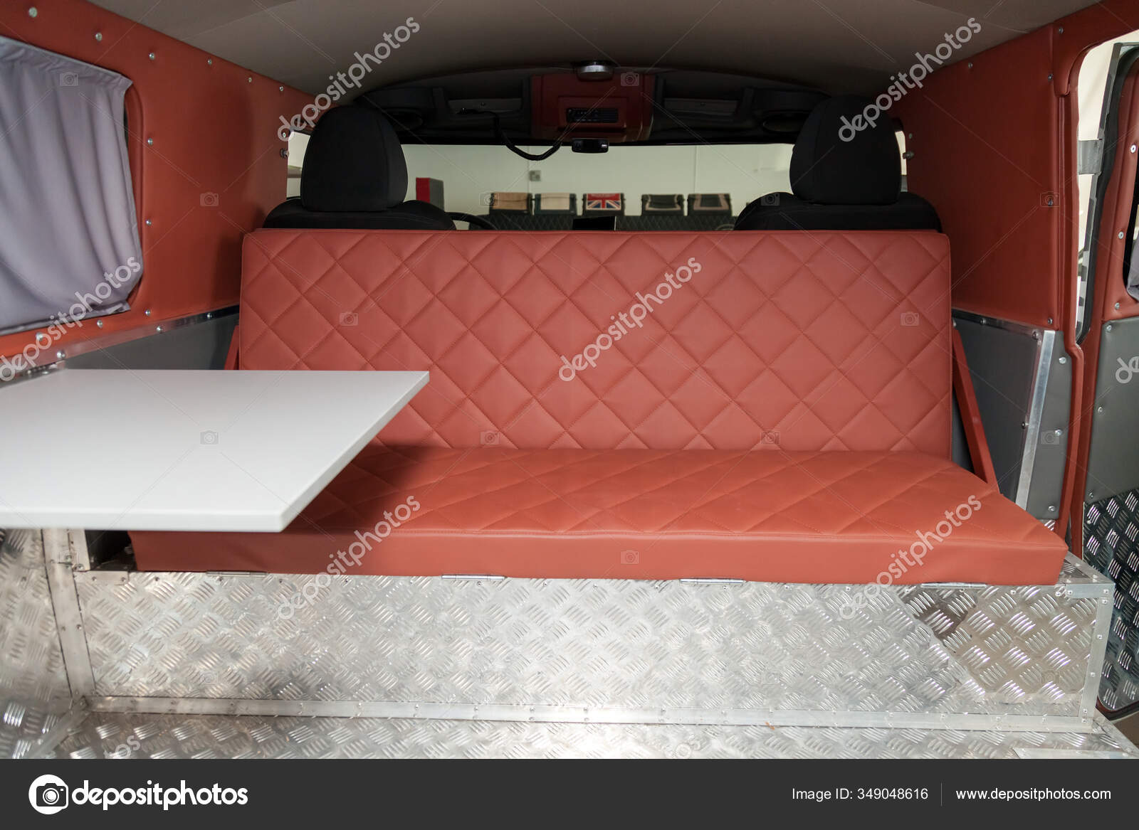 Interior Car Back Van Converted Motor Home Road Travel Brown — Stock ...