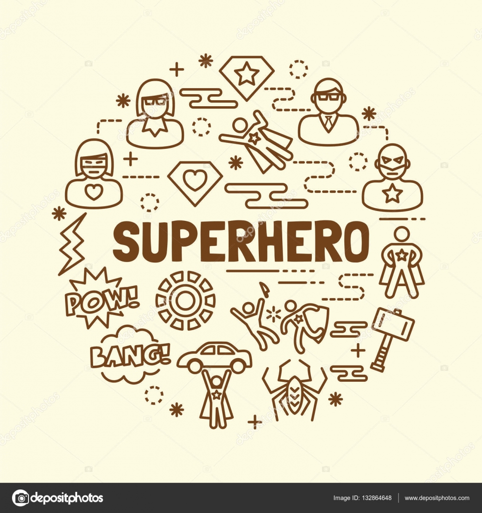 Superhero minimal thin line icons set — Stock Vector © tulpahn #132864648