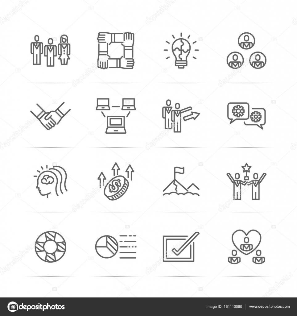 Teamwork vector line icons Stock Vector Image by ©tulpahn #161110080