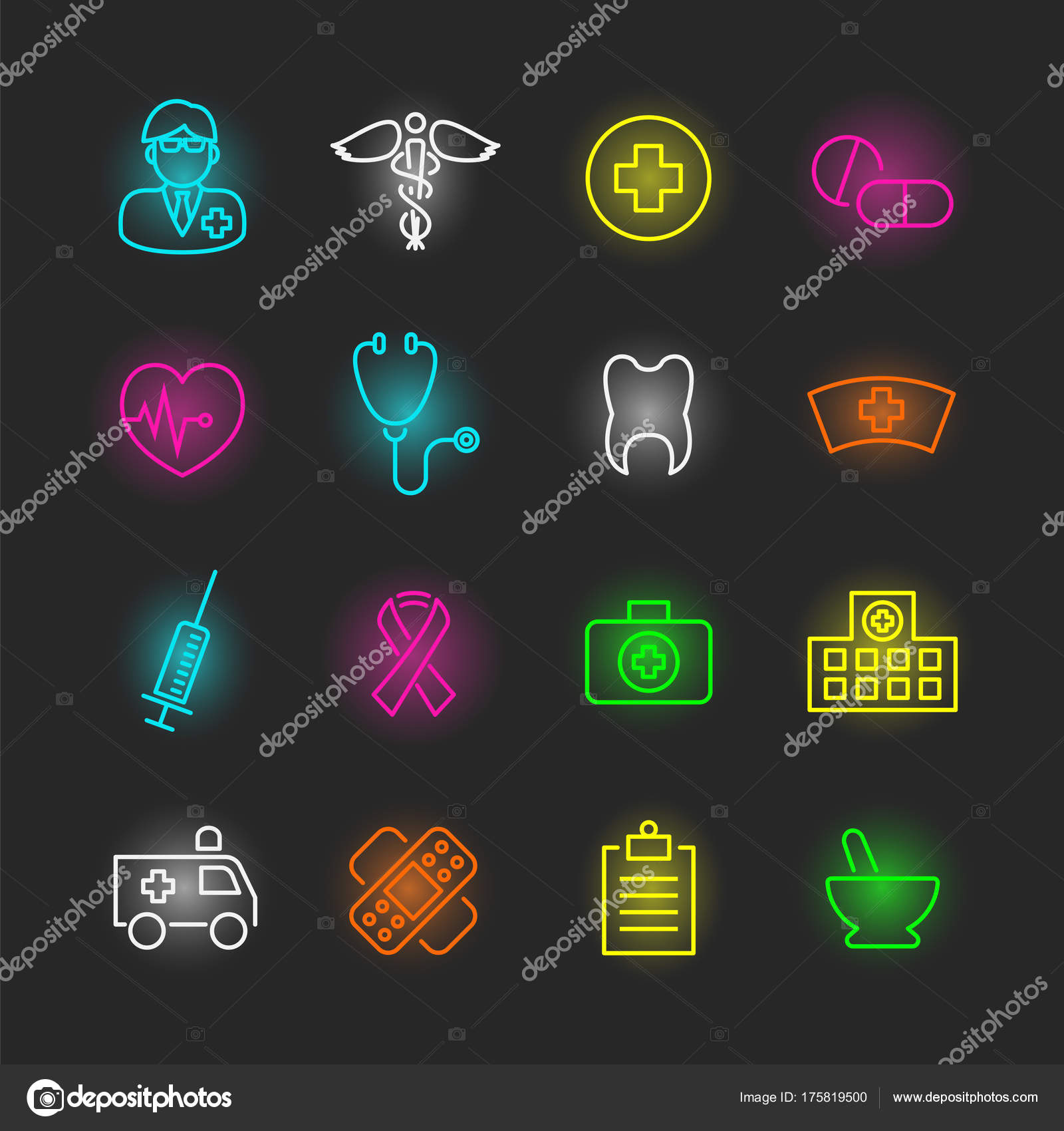 Medical neon icon set Stock Vector Image by ©tulpahn #175819500
