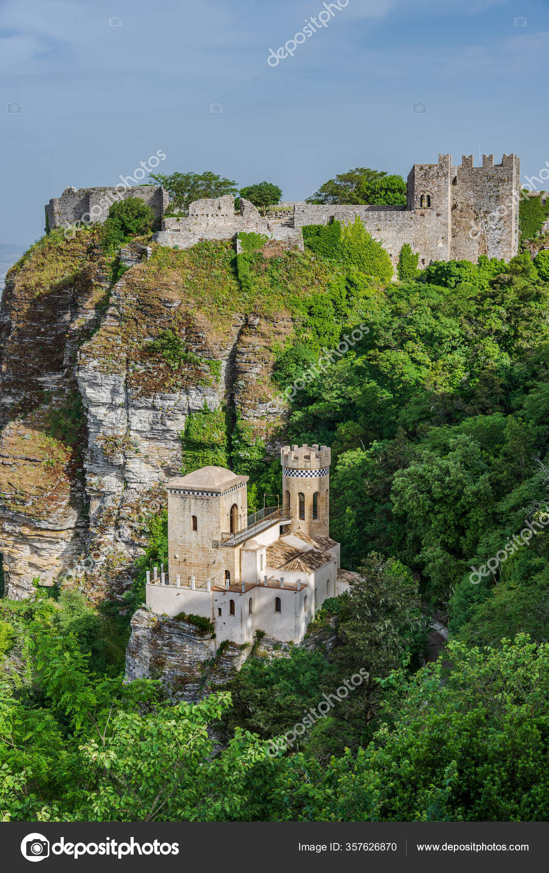 Venus Castle Torretta Pepoli Top Old Town Erice Sicily Norman Stock ...