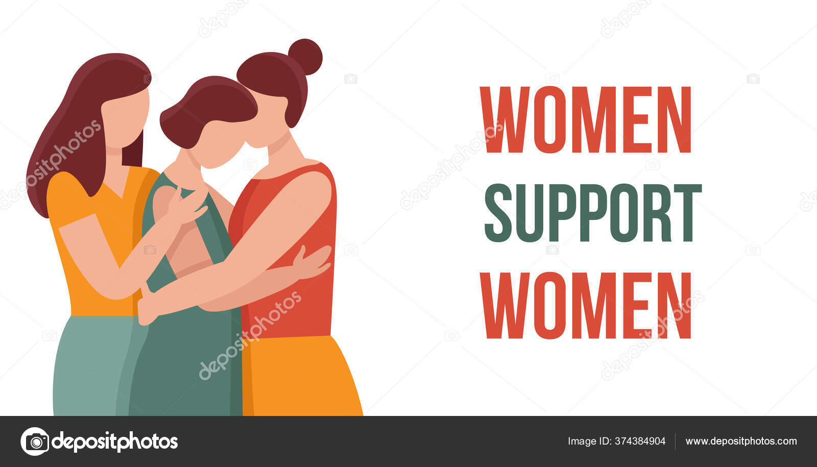 Three women in hugs. Concept of female support. Woman in difficult ...