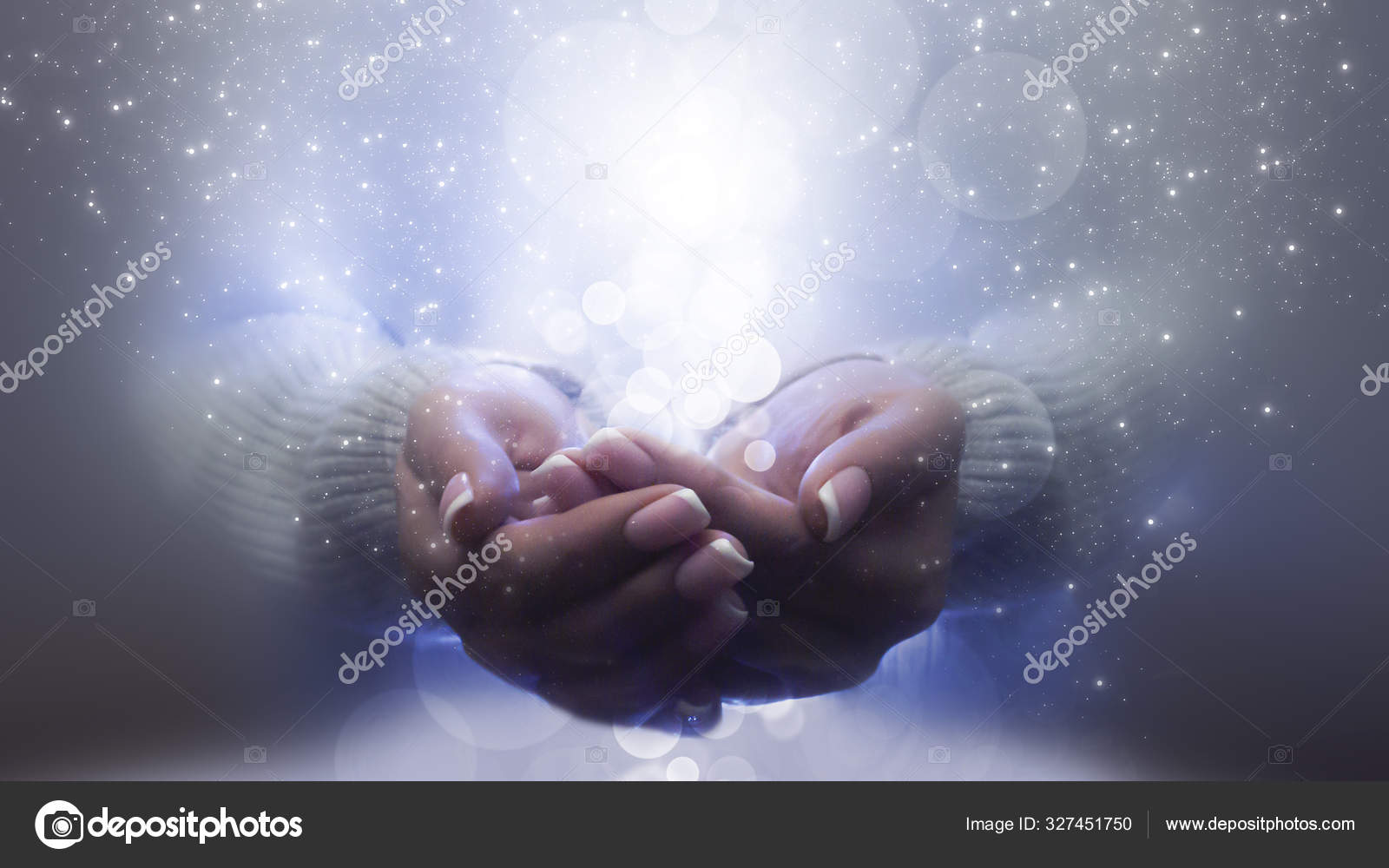 Magic Particles Emanating Female Hands Magic Particles Palms Magic ...