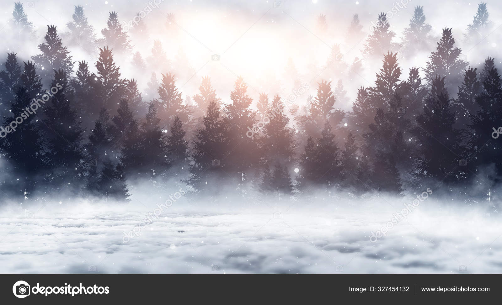 Dark Snowy Forest Background
