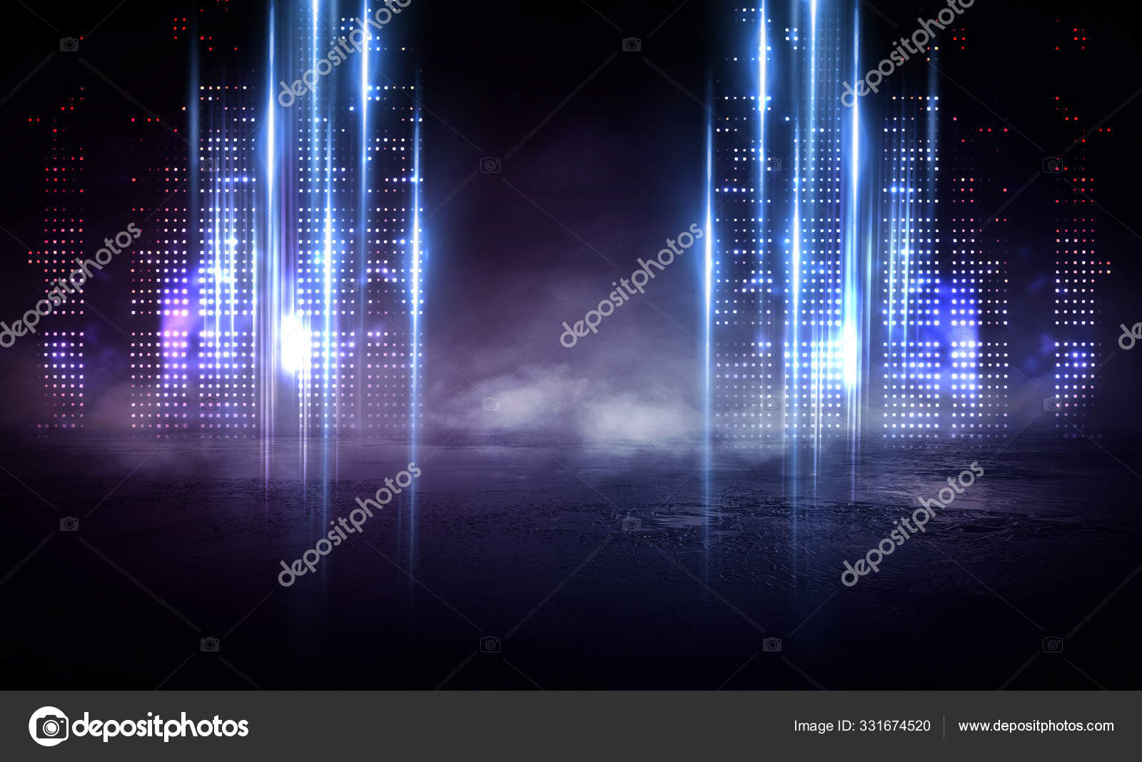Empty Street Scene Background Abstract Spotlights Light Night View ...
