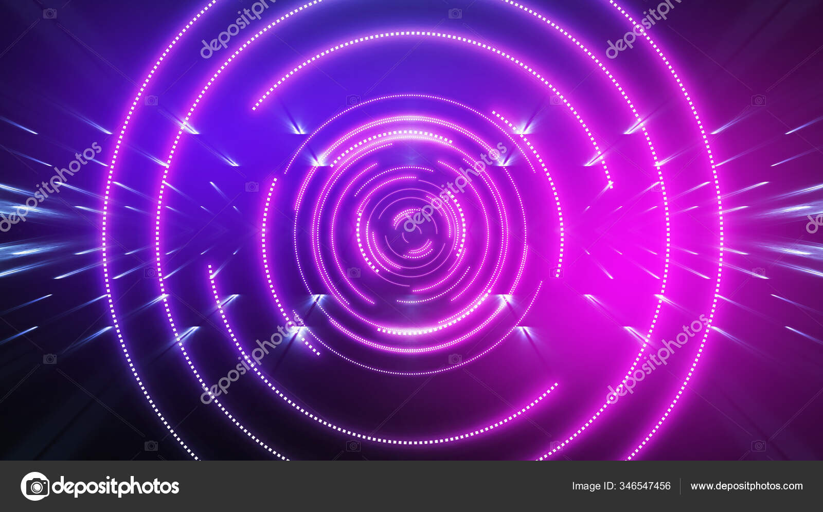 Dark Futuristic Neon Background Light Center Neon Circle Rays Lines ...