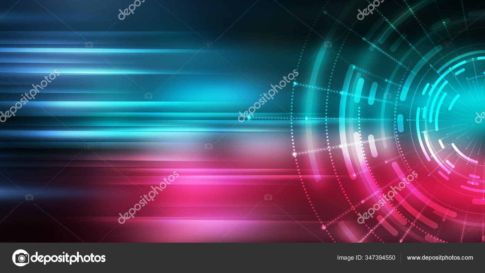 Dark Tech Abstract Background Neon Glow Cyber Circle Laser Figure ...