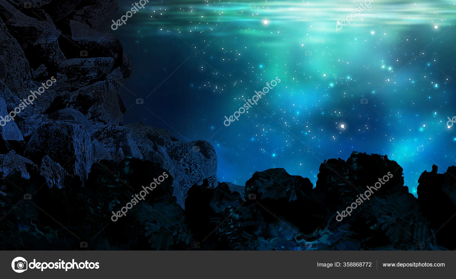 Ocean At Night Underwater