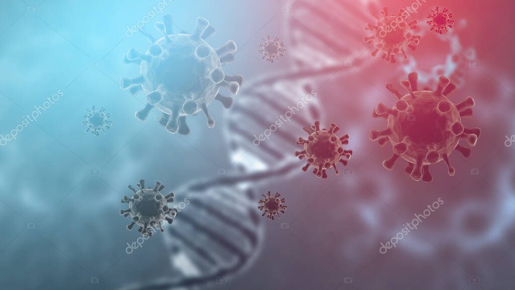 Covid-19, fondo de abstracción con elementos del virus. La epidemia de ...