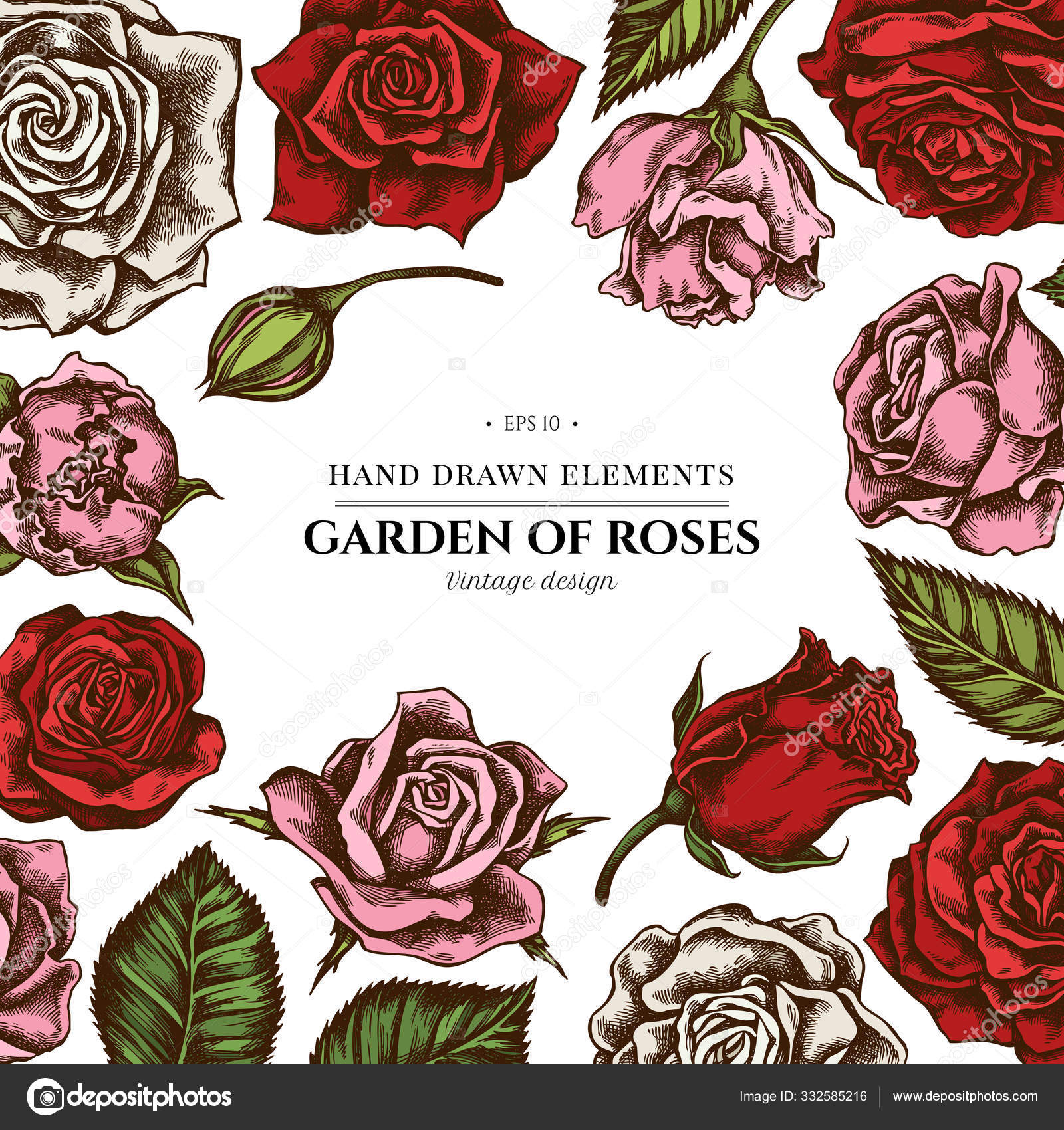 Floral design with colored roses Stock Vector by ©sadpigeon 332585216