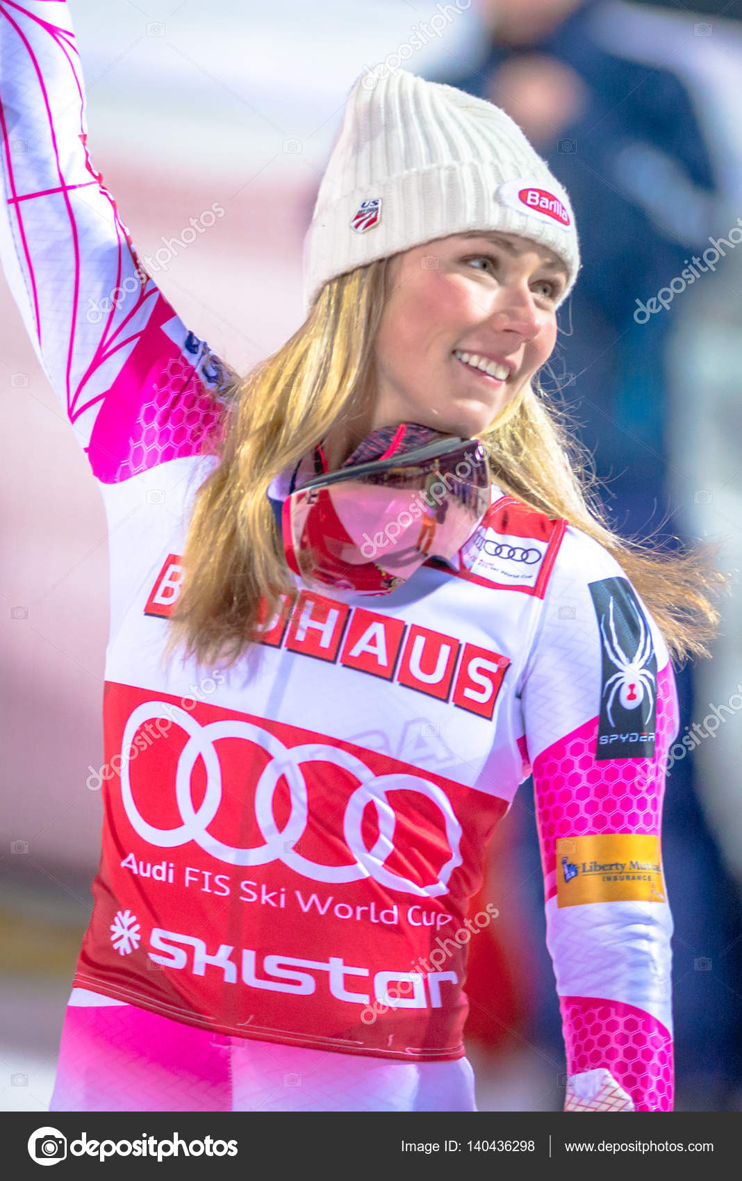 Happy Mikaela Shiffrin (USA) before the prize cermony at the FIS ...