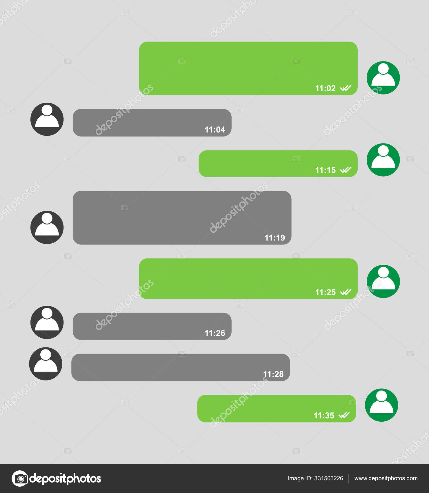 Short bubble message, social screen empty chat window dialog on dark ...