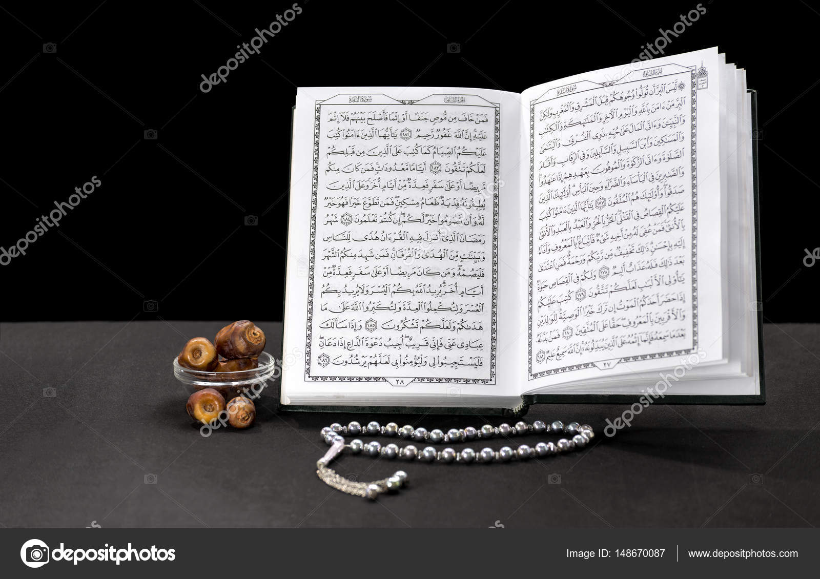 Open Book of Quran With Rosary and Dates — Stock Photo © MidoSemsem ...
