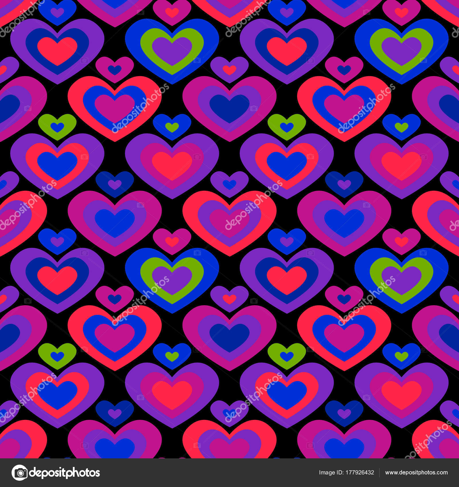 Vector Seamless Background Neon Heart Wedding Valentine Day Pattern ...