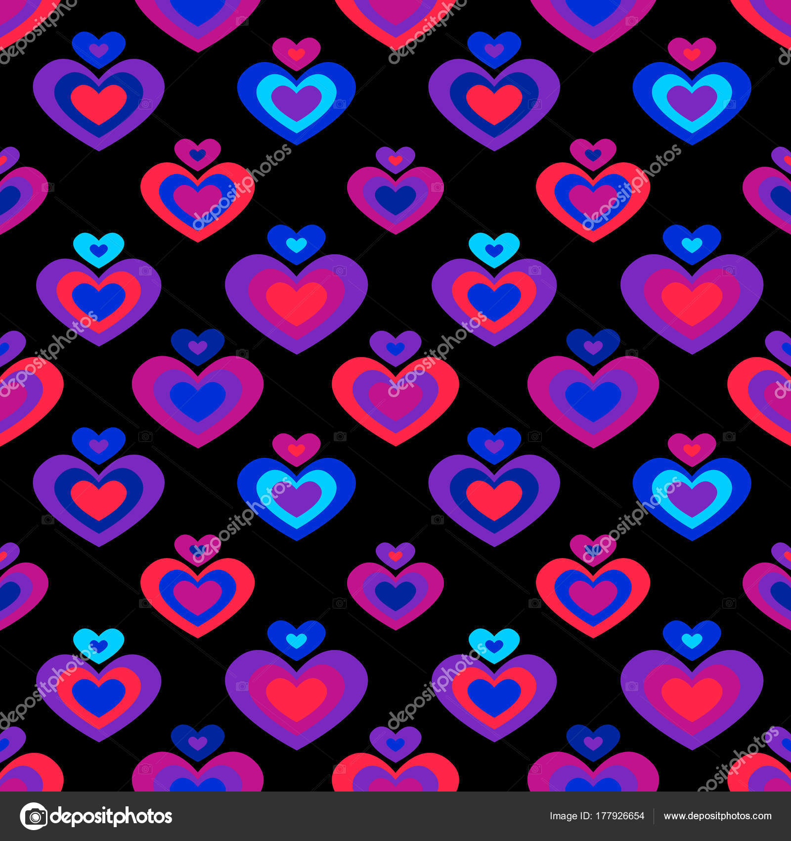 Vector Seamless Background Neon Heart Wedding Valentine Day Pattern ...