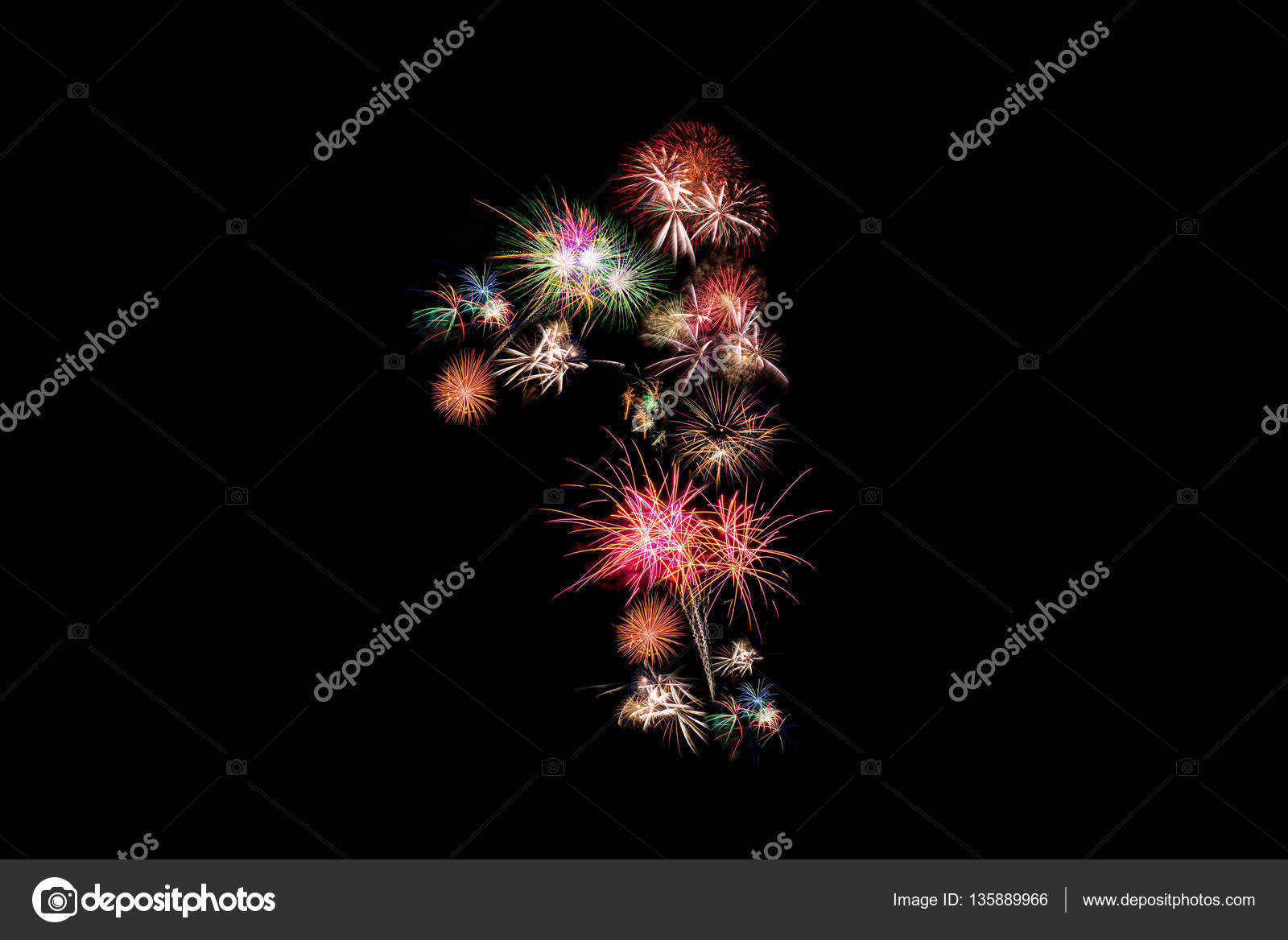 Number 1. Number alphabet made of real fireworks — Stock Photo ...