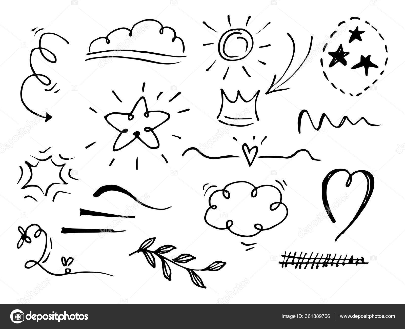 Vector Hand Drawn Collection Design Element Curly Swishes Swoops Swirl ...