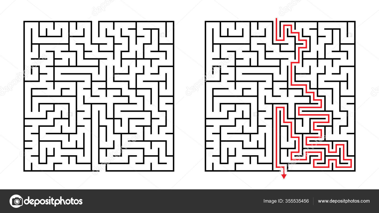 Vector Square Maze Labyrinth Included Solution Black Red Funny ...
