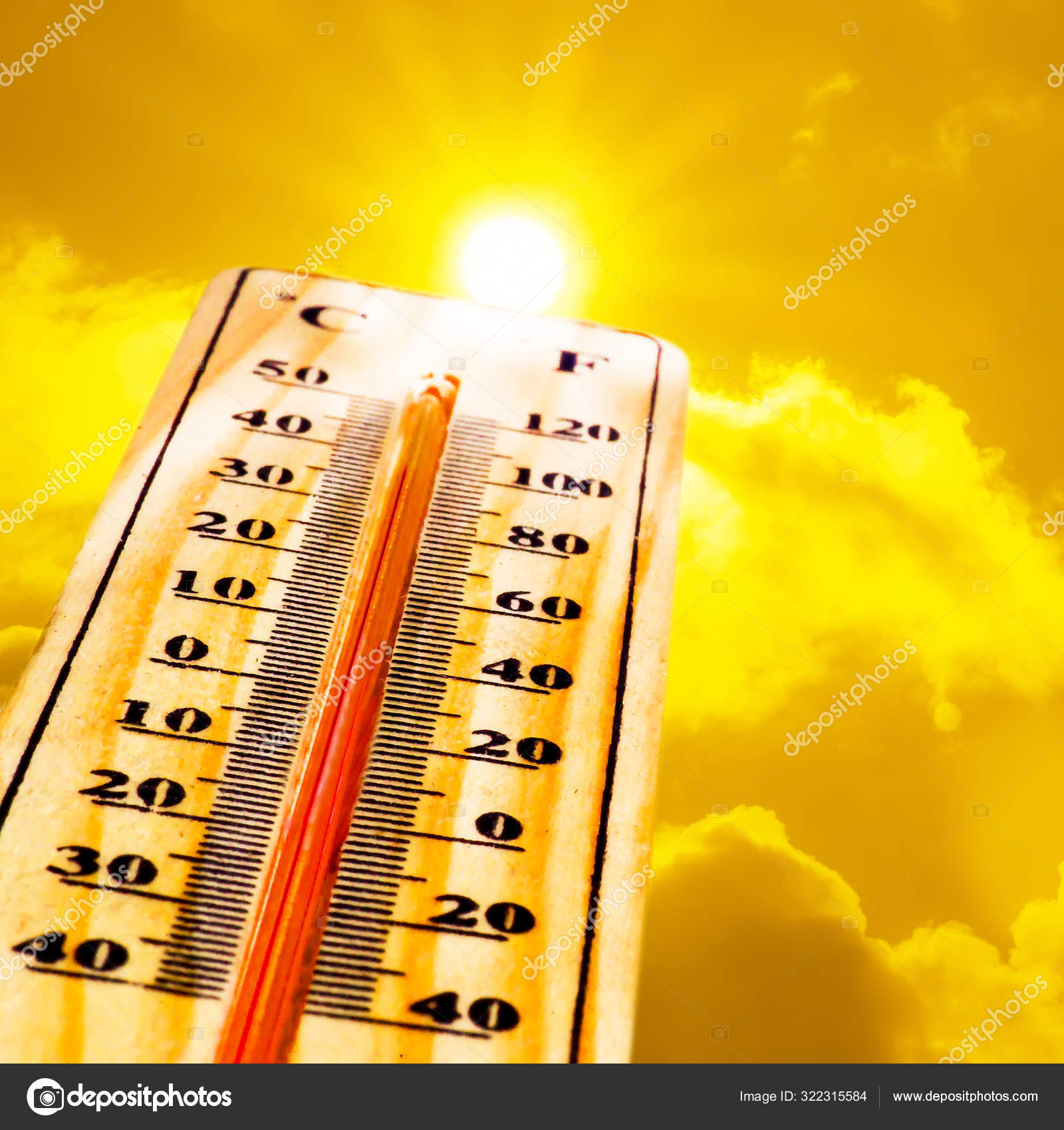 Ilustración del cambio climático, termómetro sobre un fondo de t — Foto ...