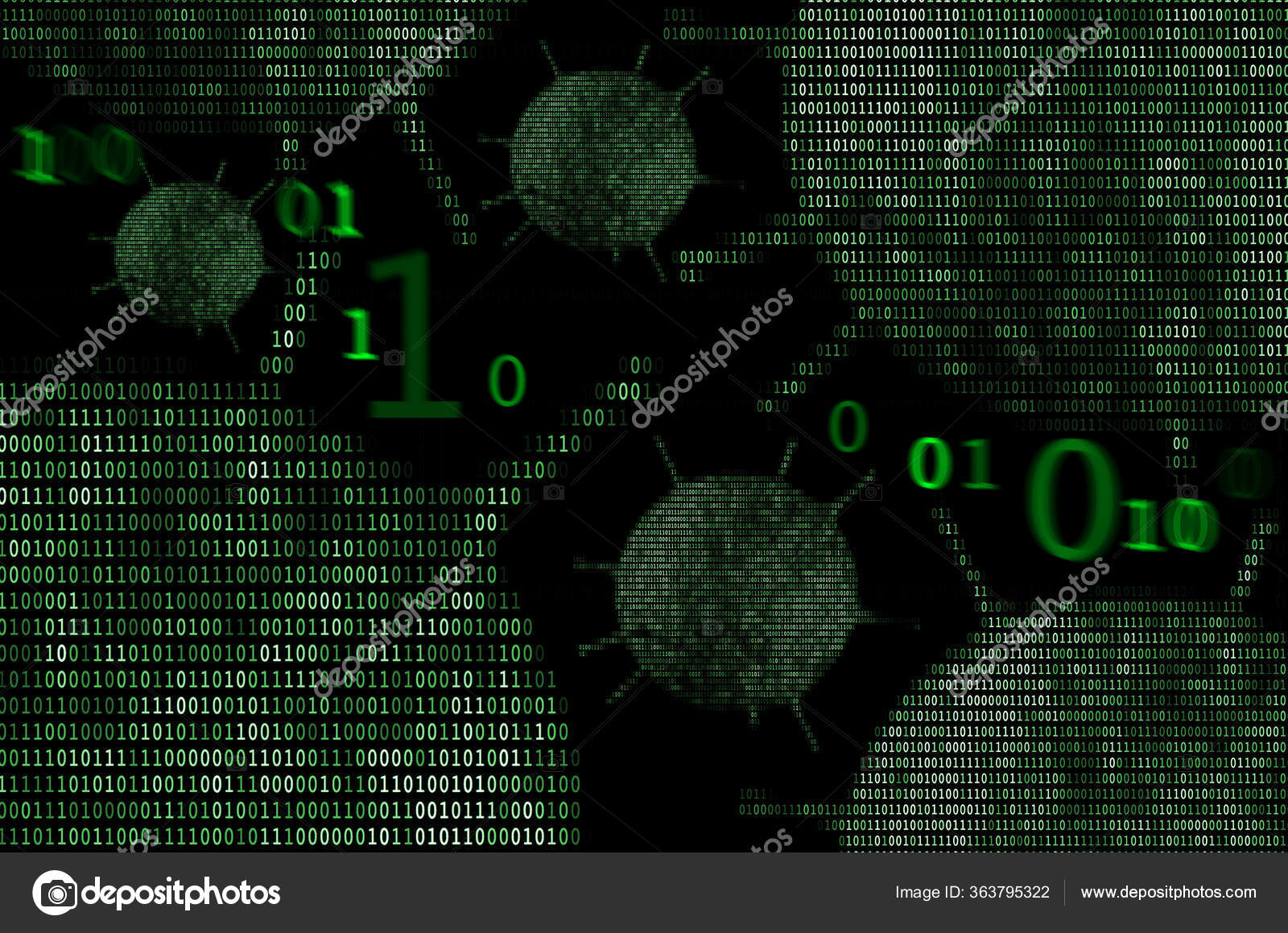 Virus Informático Código Binario Verde Ascii Illustration — Foto de ...