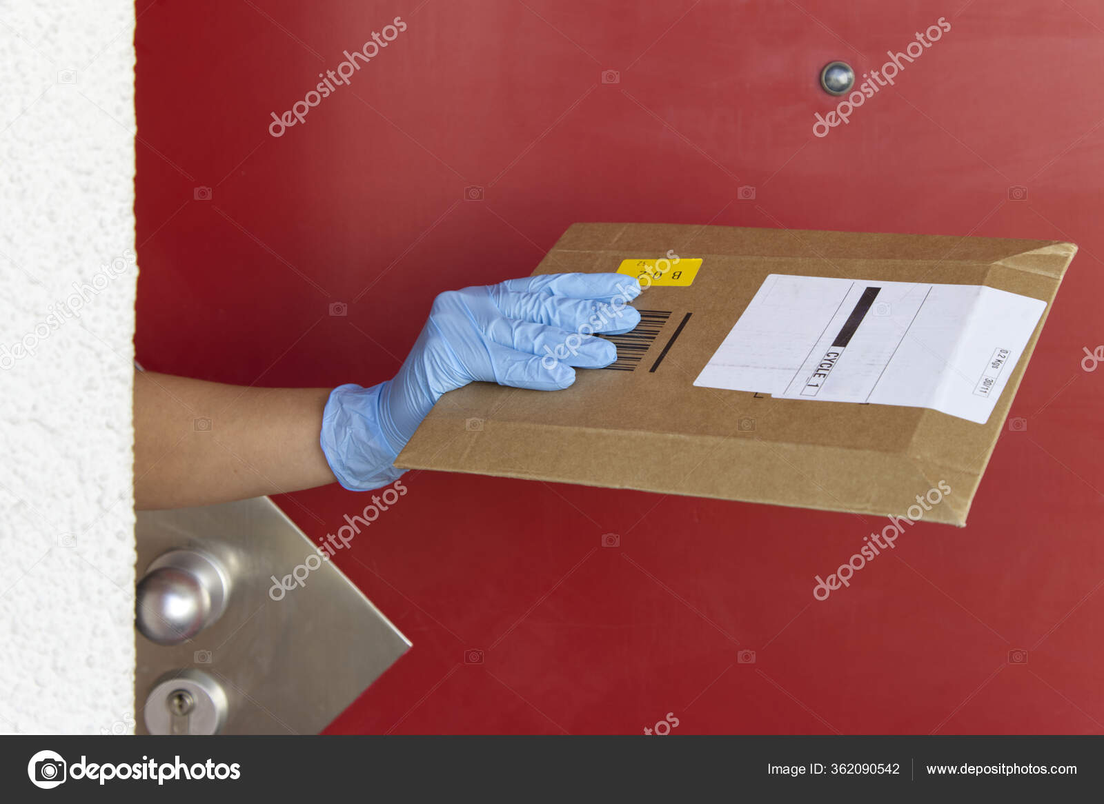 Postbox Package Delivery Hands Latex Gloves Stock Photo by ©Jamiga ...