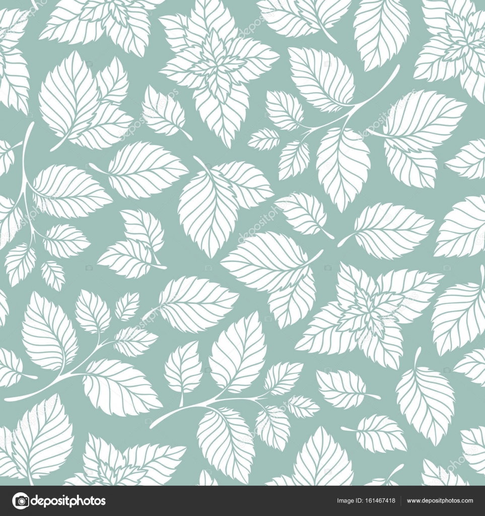 Hand drawn vector seamless pattern with mint leaves Stock Vector by ...