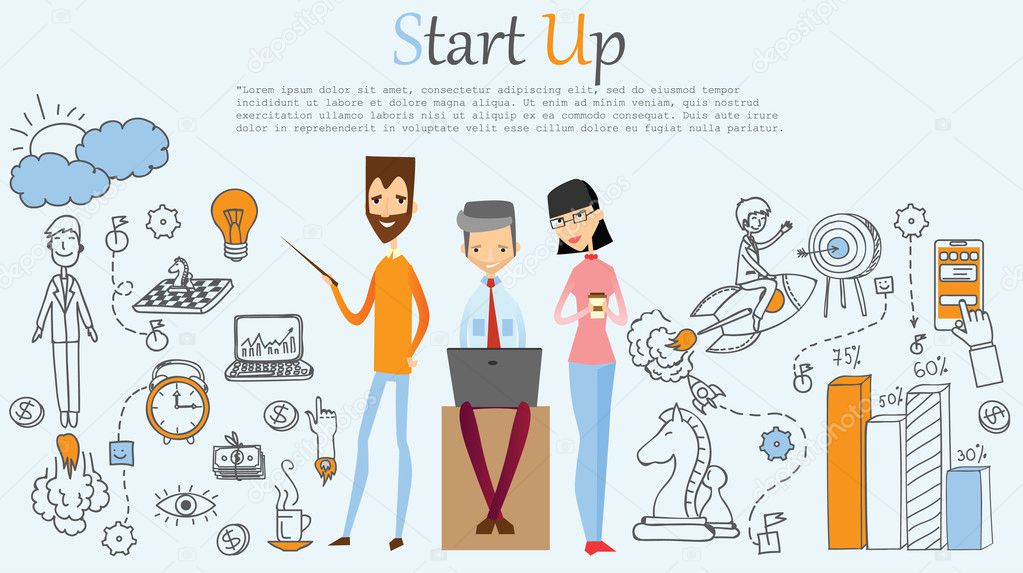 Start up background. Hand drawn business ideas sketch Stock ...