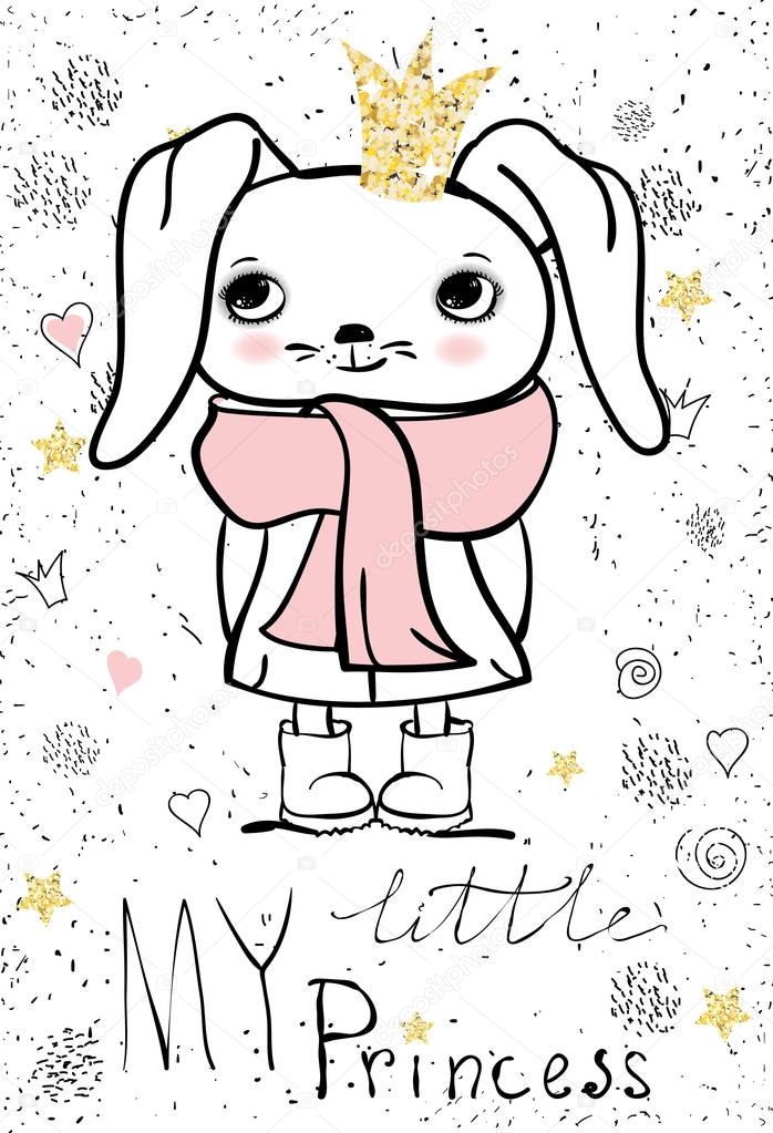 Little princess rabbit girl Stock Vector Image by ©virinaflora 100 олег ...