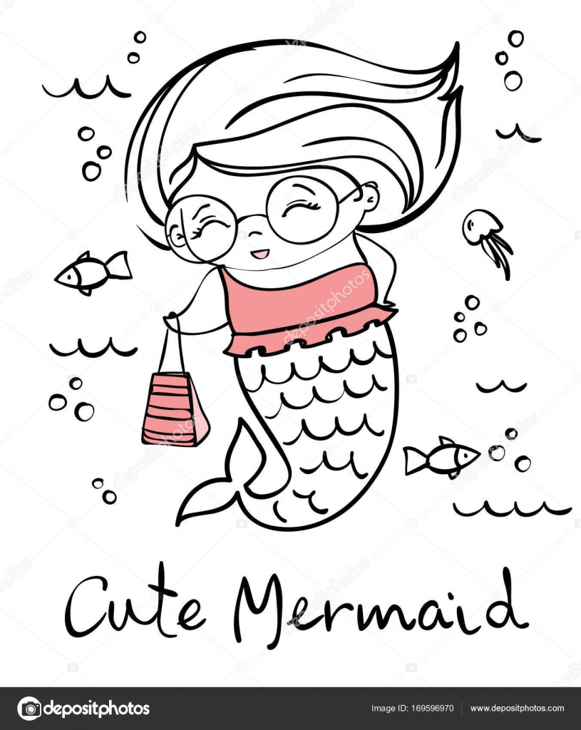 Little mermaid doodle icon Stock Vector by ©virinaflora 169596970