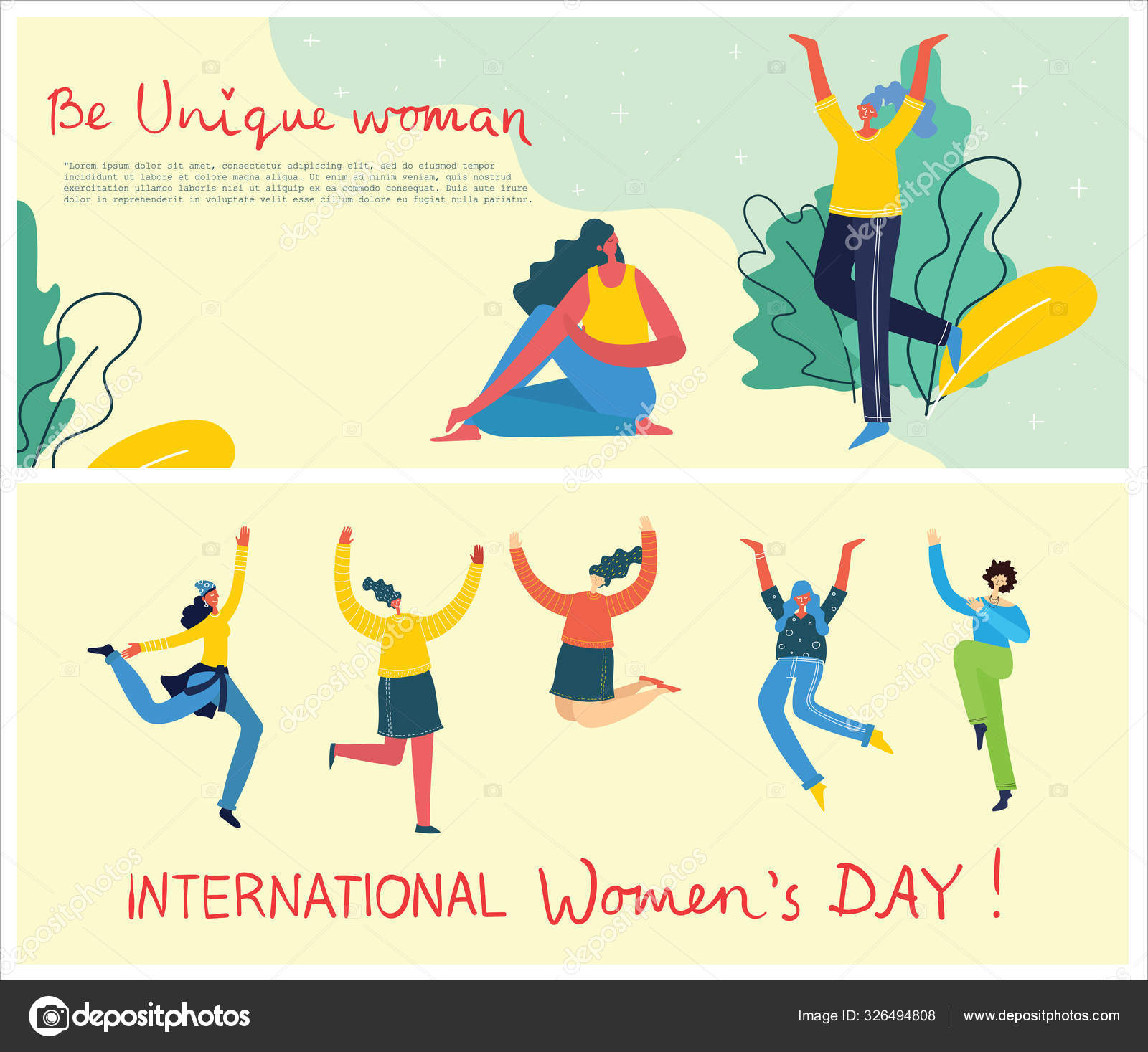 Unique Woman Vector Illustration Stock Vector by ©virinaflora 326494808