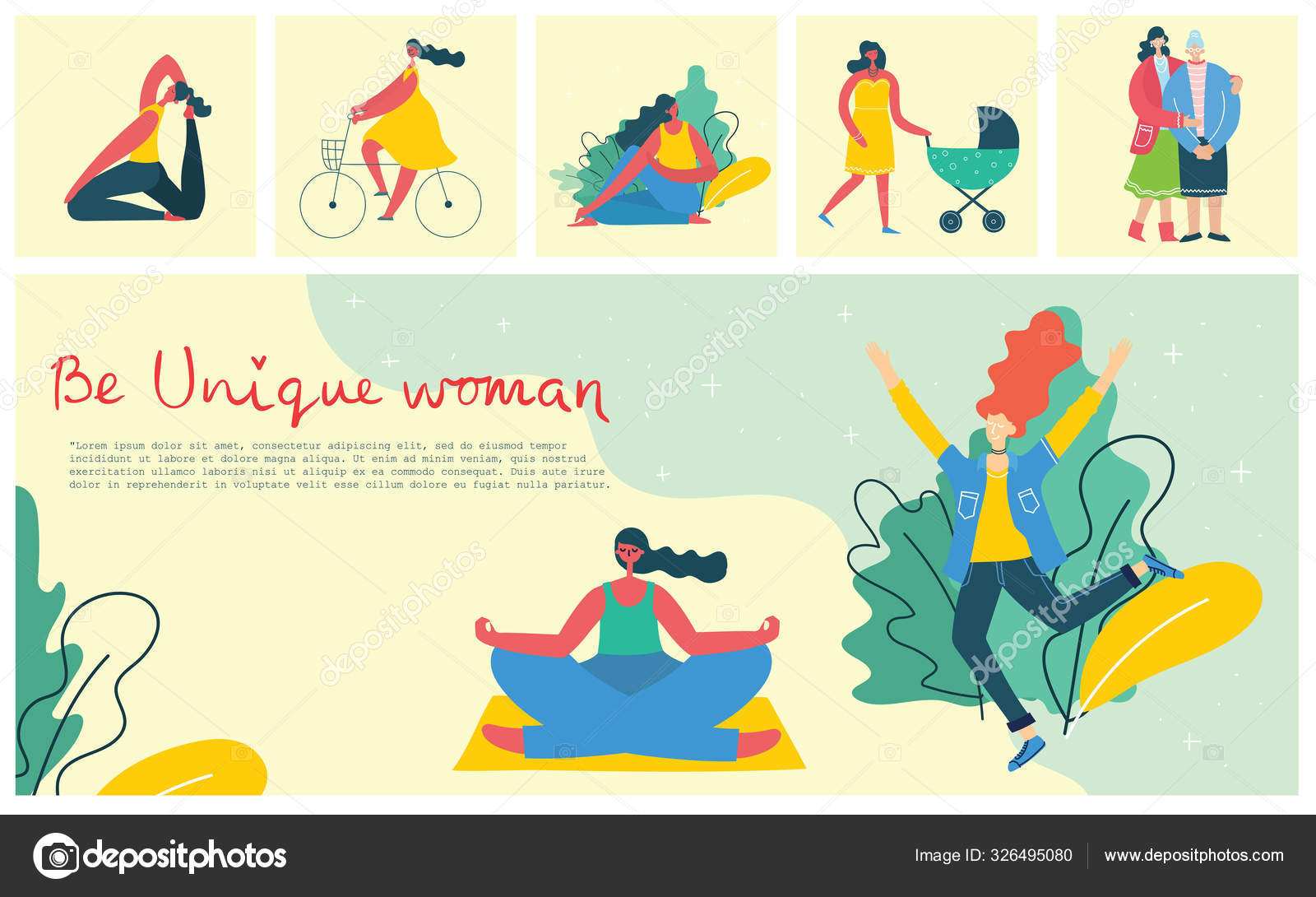 Unique Woman Vector Illustration Stock Vector by ©virinaflora 326495080
