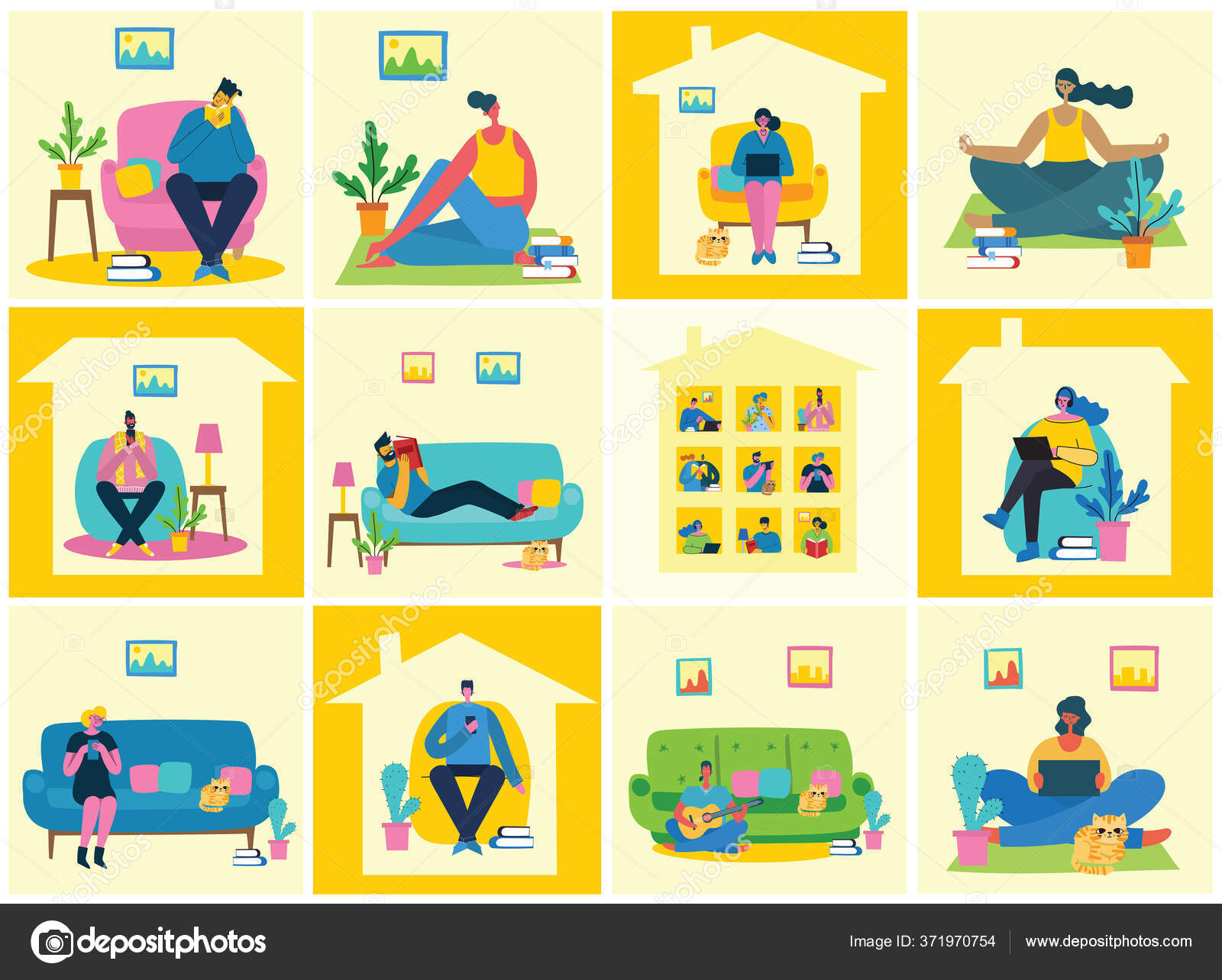 Set Stay Home Posters Simply Vector Illustration Stock Vector by ...