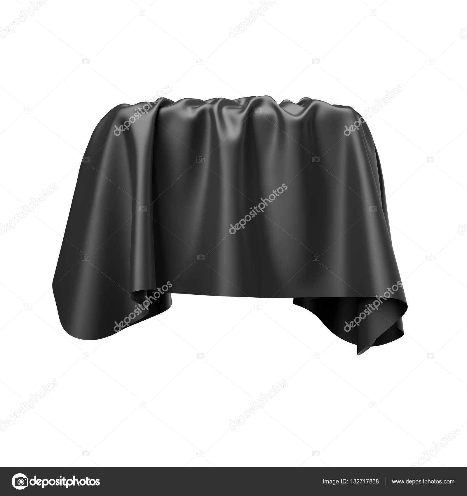 3d render, digital illustration, abstract folded cloth, black fabric ...