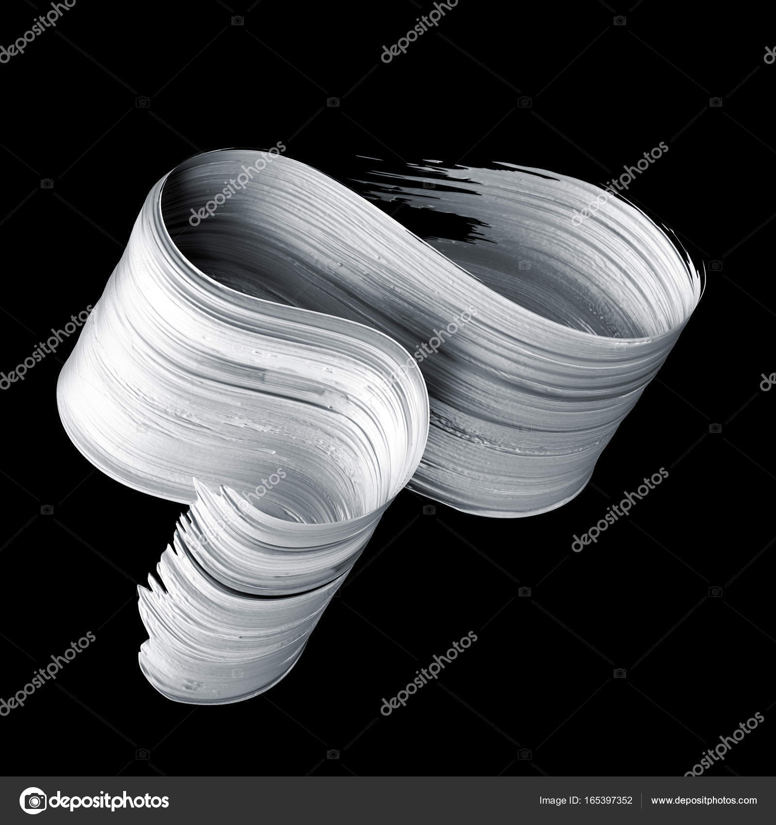 3d render, abstract brush stroke, white paint texture, splash, s Stock ...