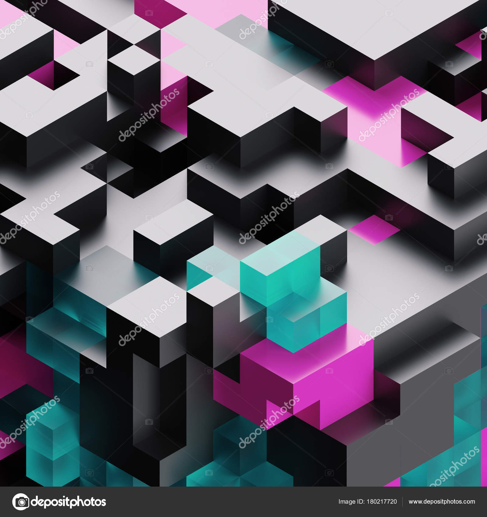 3d render, digital illustration, black glass abstract background, voxel ...