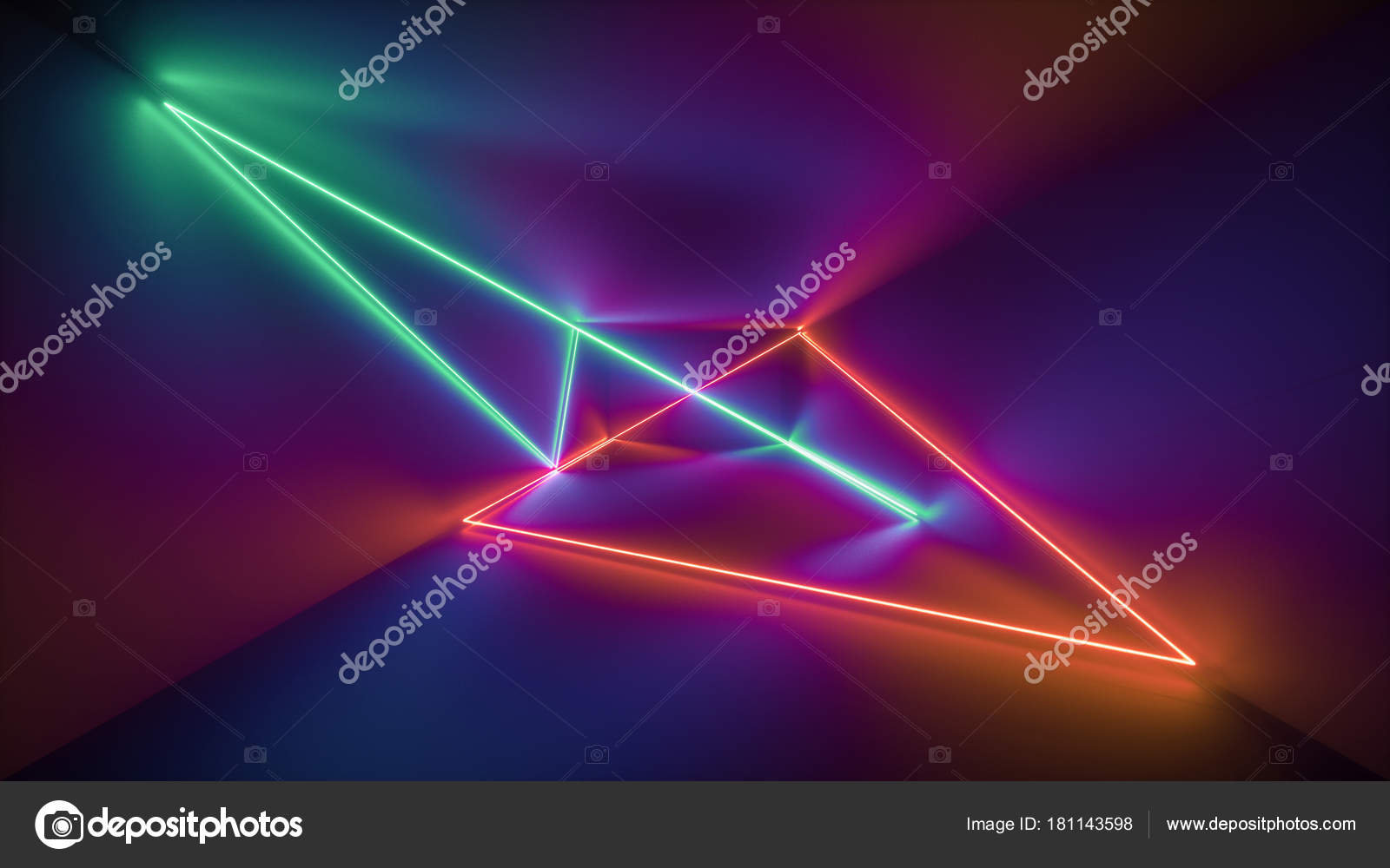 3d rendering, glowing lines, neon lights, abstract psychedelic ...