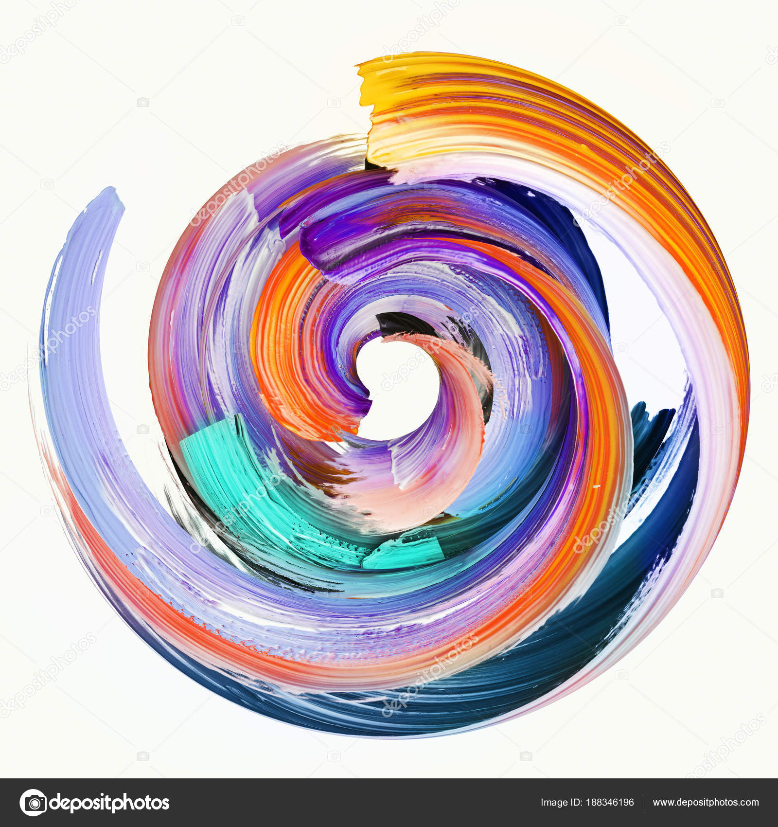 3d render, abstract round brush strokes, paint splash, colorful ...