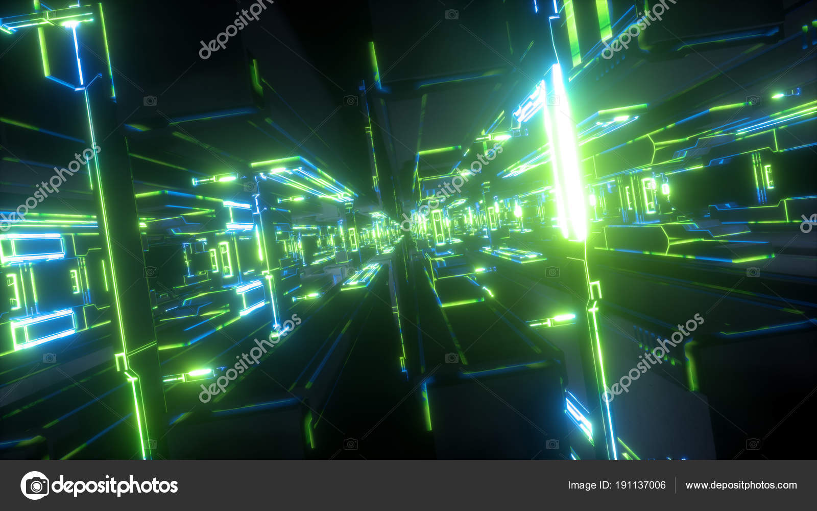 3d render, abstract futuristic background, urban power station, tunnel ...