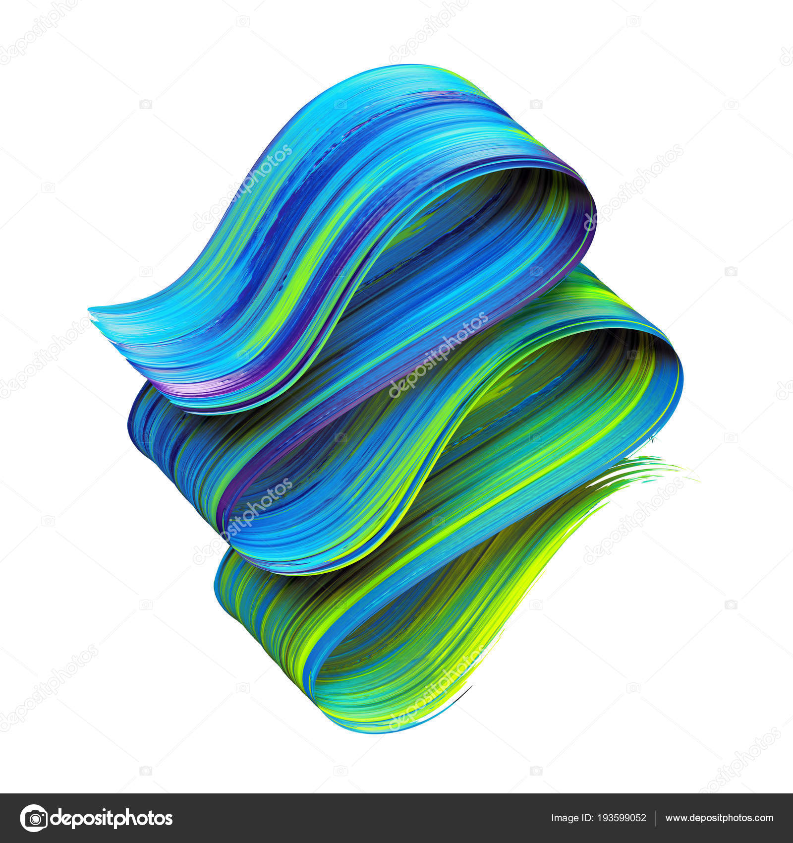 3d render, abstract artistic brush stroke, design element isolated on ...