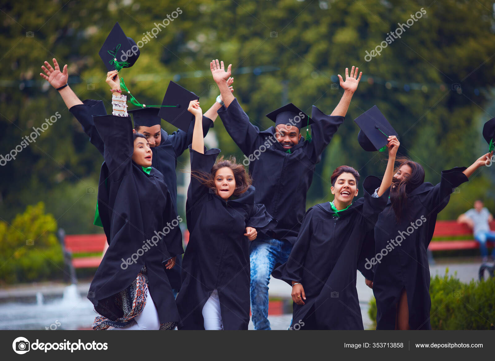 Group Happy Indian Students Celebrating College Graduation Passing ...