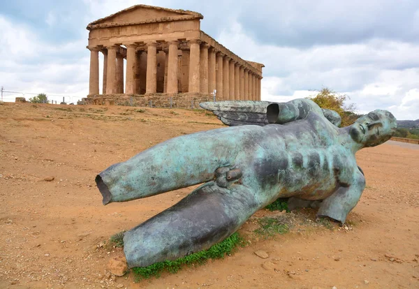 Bronze statue of the fallen Icarus – Stock Editorial Photo © vkorost ...