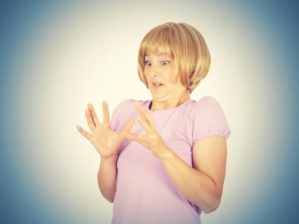 Close up portrait nervous,scared, stressed young concerned woman ...