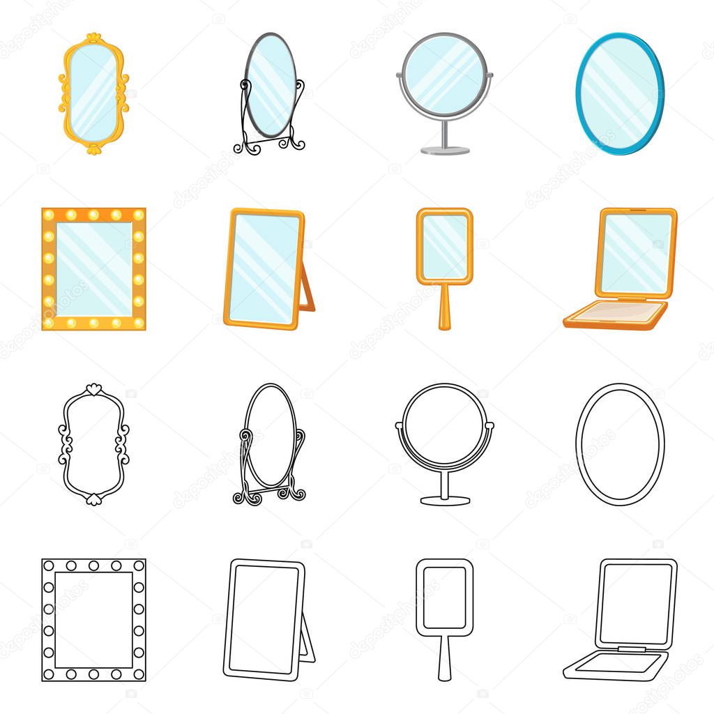 Ilustración vectorial de reflejo e icono de la pieza. Colección de ...