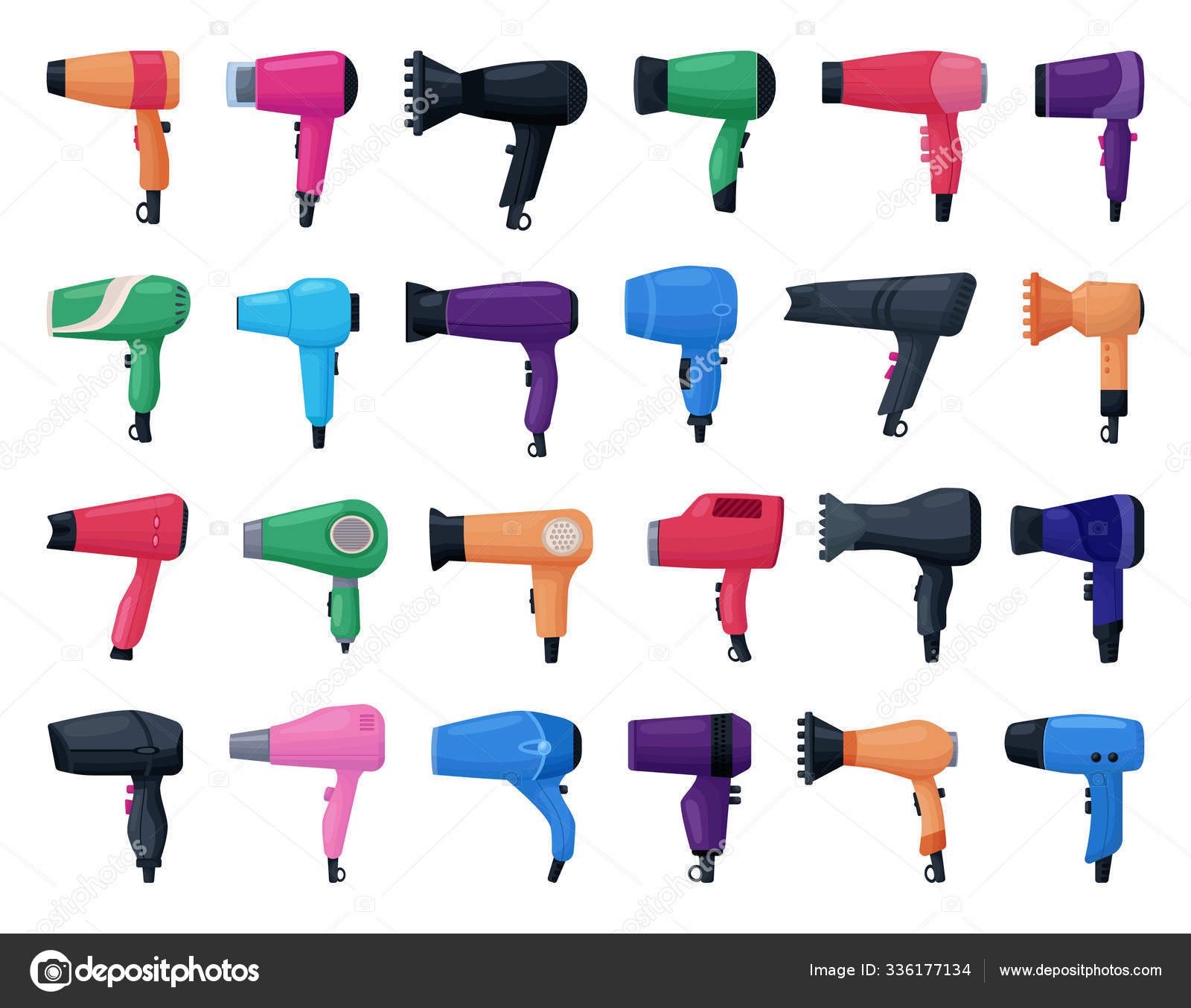 Hair Dryer Isolated Cartoon Set Icon Vector Illustration Salon
