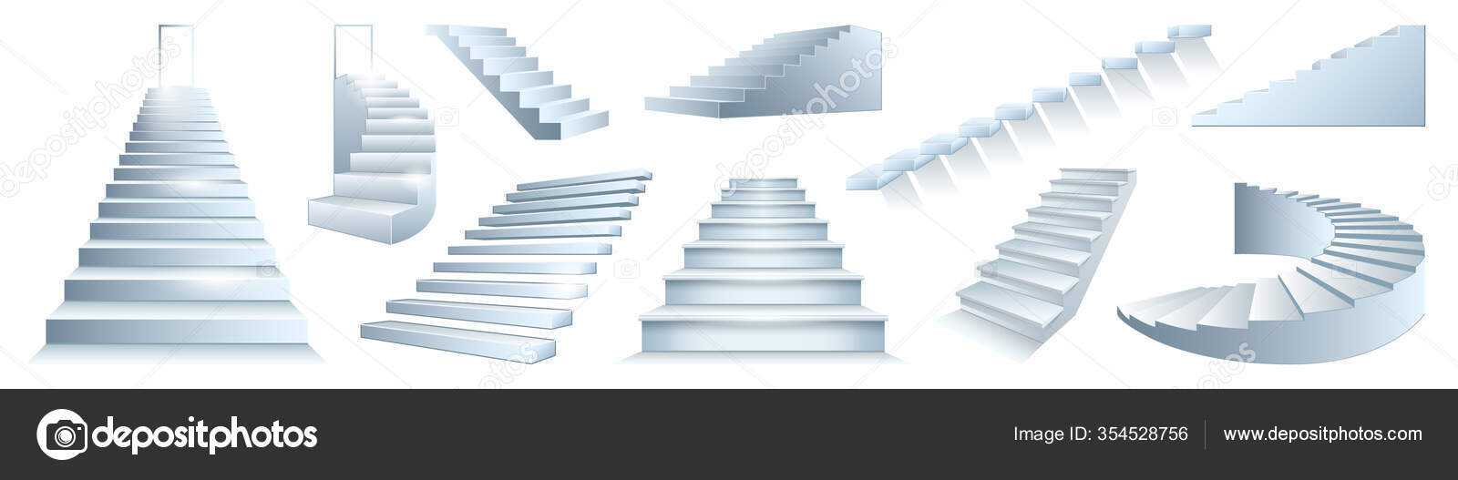 Stair isolated vector realistic set icon. Realistic set icon staircase ...