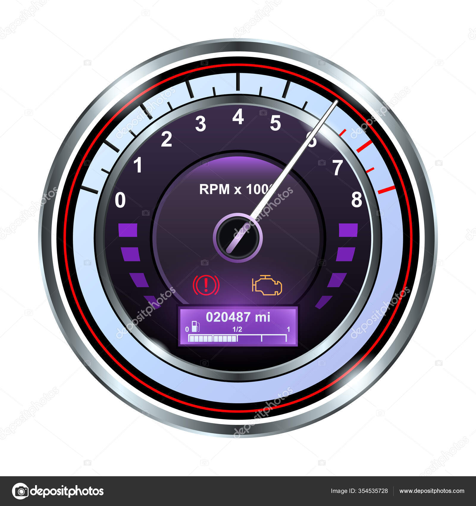Speedometer vector icon.Realistic vector icon isolated on white ...